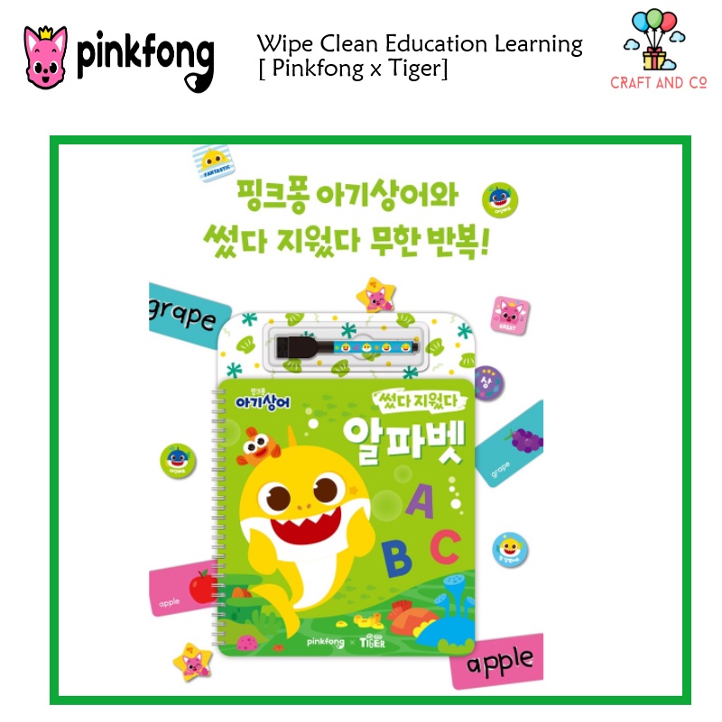 Jual Pinkfong Baby Shark Wipe Clean 123 / ABC / Hangul Korea Early ...