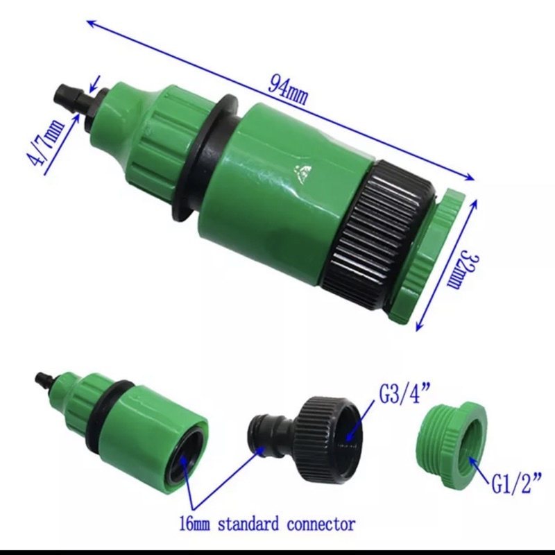 Jual Adapter kran irigasi selang 7 & 12 quick release connectors ...