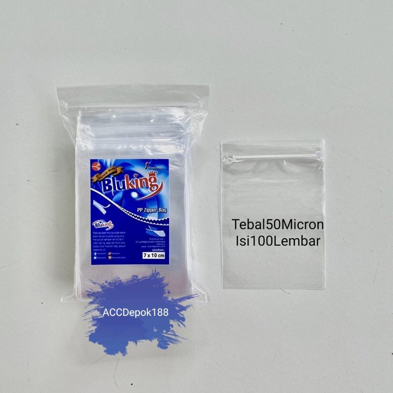 Jual PLASTIK PP KLIP SNACK ZIPLOCK 7X10 CM MEREK BLUKING ISI 100 LEMBAR ...