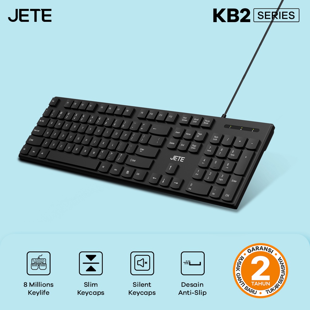 Jual Keyboard USB Slim JETE KB2 Silent Key Original Garansi Resmi 2 ...