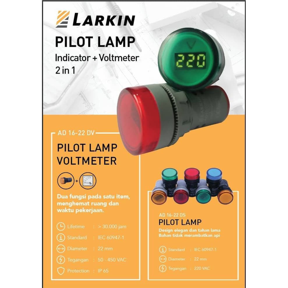 Jual Larkin AD22DV Pilot Lamp Voltmeter Volt Meter Panel Digital ...