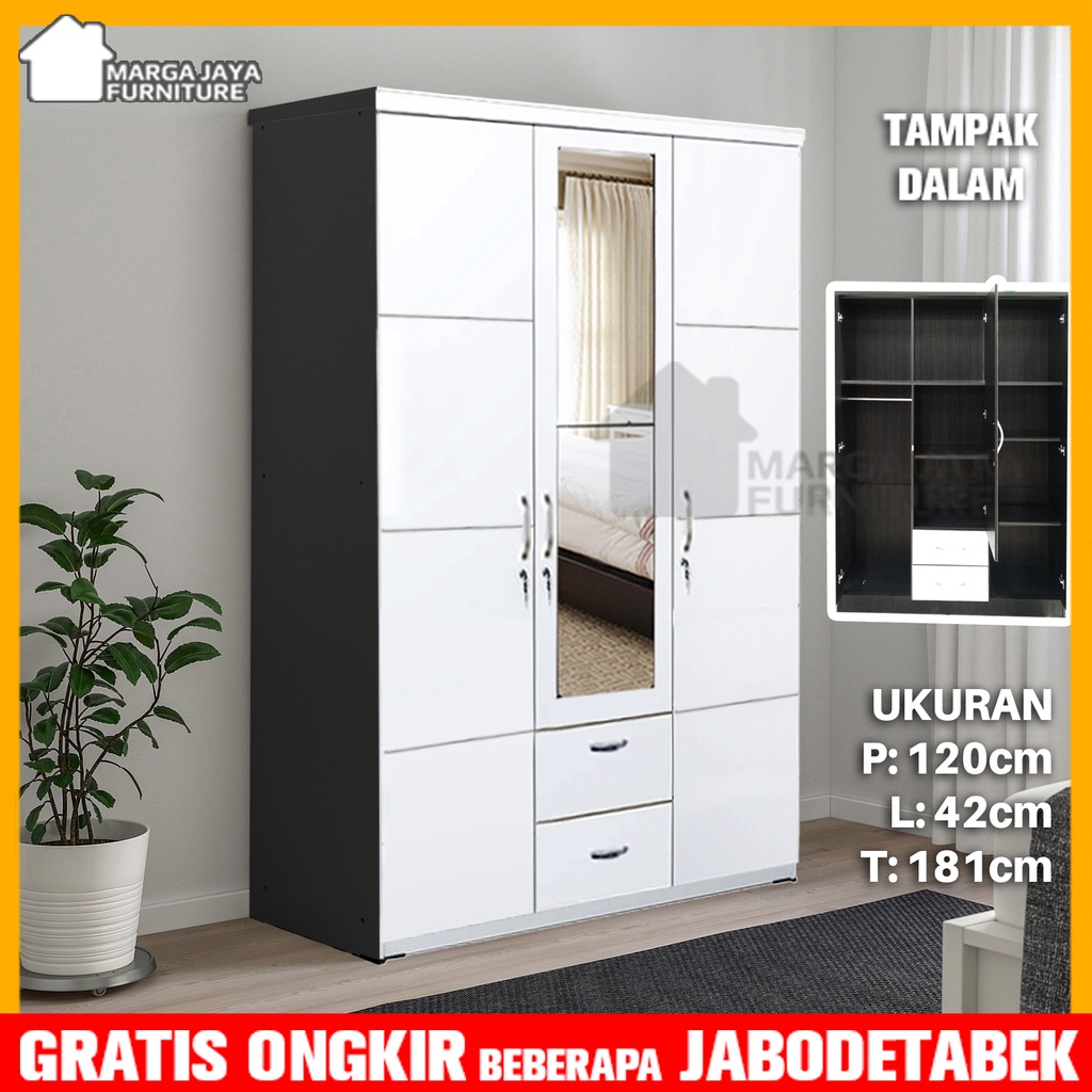 Jual lemari pakaian 3 pintu minimalis putih | Shopee Indonesia