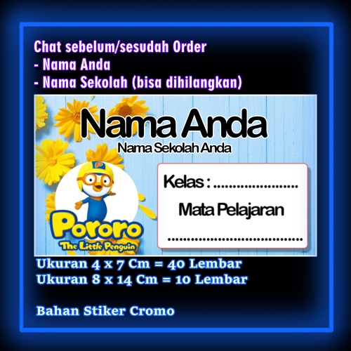 Jual Stiker Label Buku Pororo Litle penguin pinguin kartun anime lucu ...