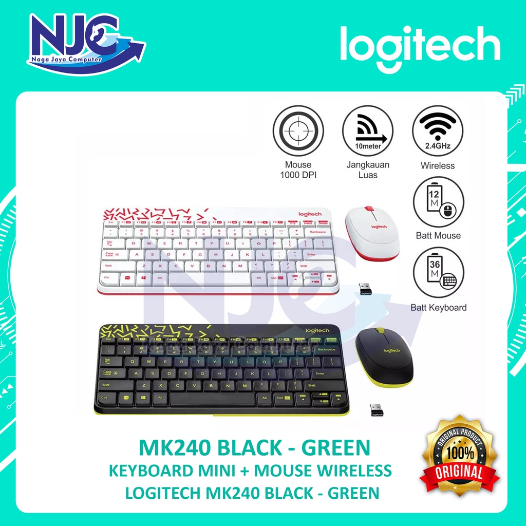 Jual KEYBOARD MOUSE WIRELESS MINI LOGITECH MK-240 MK240 MK 240 | Shopee ...