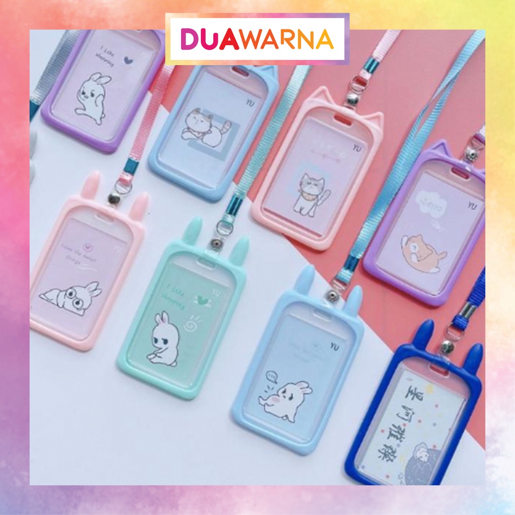 Jual DuaWarna Name Tag Lanyard Gantungan Kartu Motif Kucing Name Tag ...
