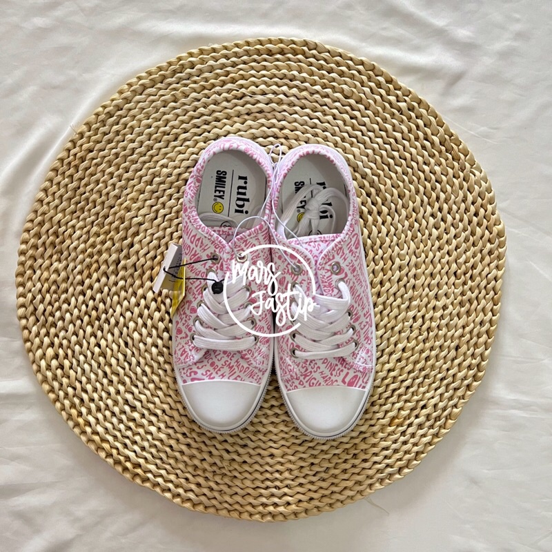 Jual SALE‼️ Sneakers Rubi Shoes Harlow Lace Up Plimsoll Smiley Text ...