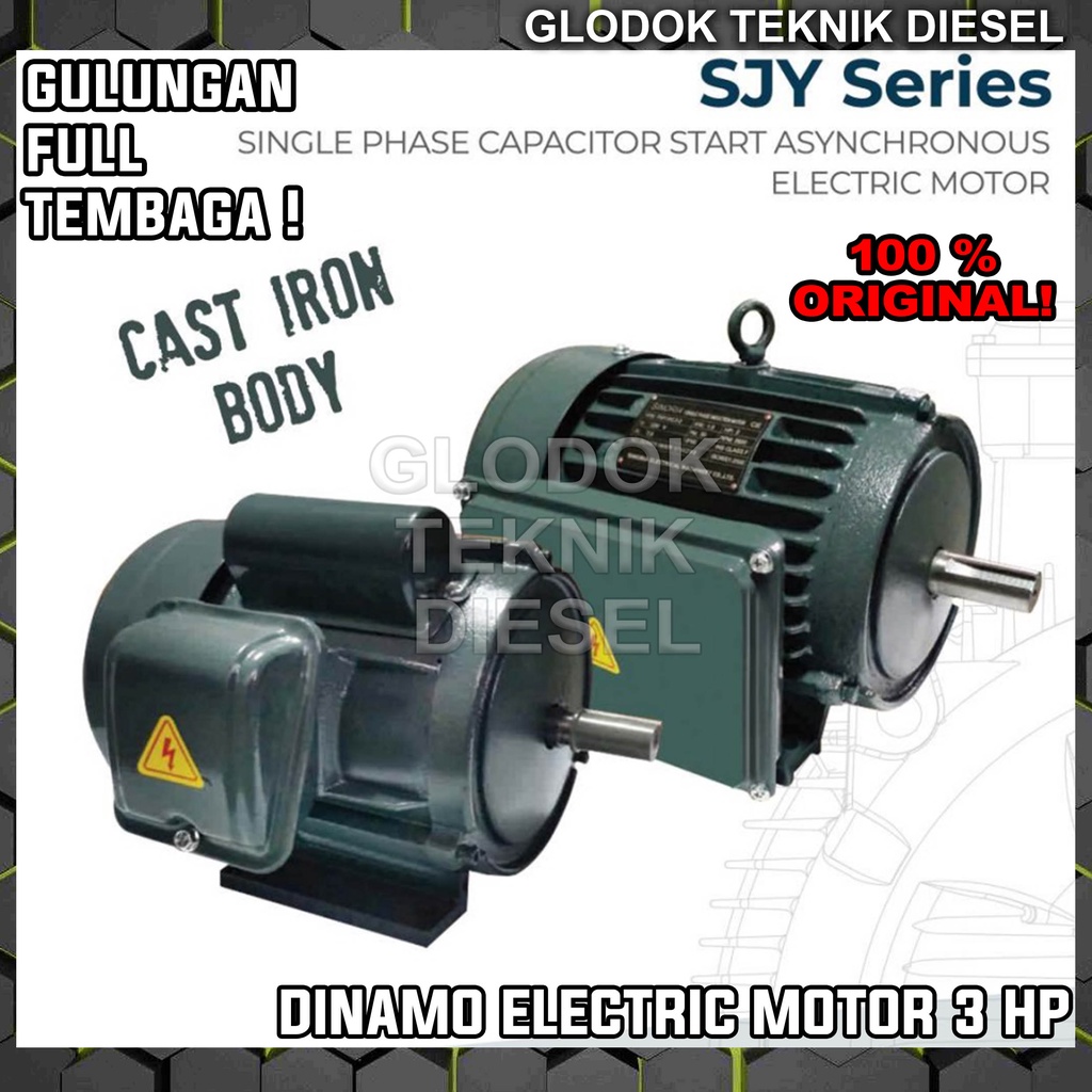 Jual Dinamo Electric Motor 3 HP 1 Phase Gulungan Full Tembaga 1400 2800 RPM 2 & 4 POLE TERBAIK ...