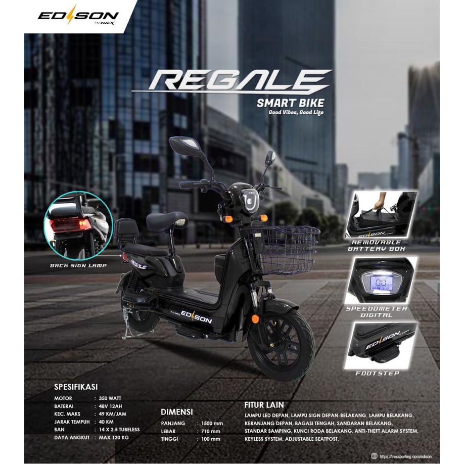 Jual Sepeda Motor Listrik New Edison Regale Murah + Bonus Helm, Sepeda ...