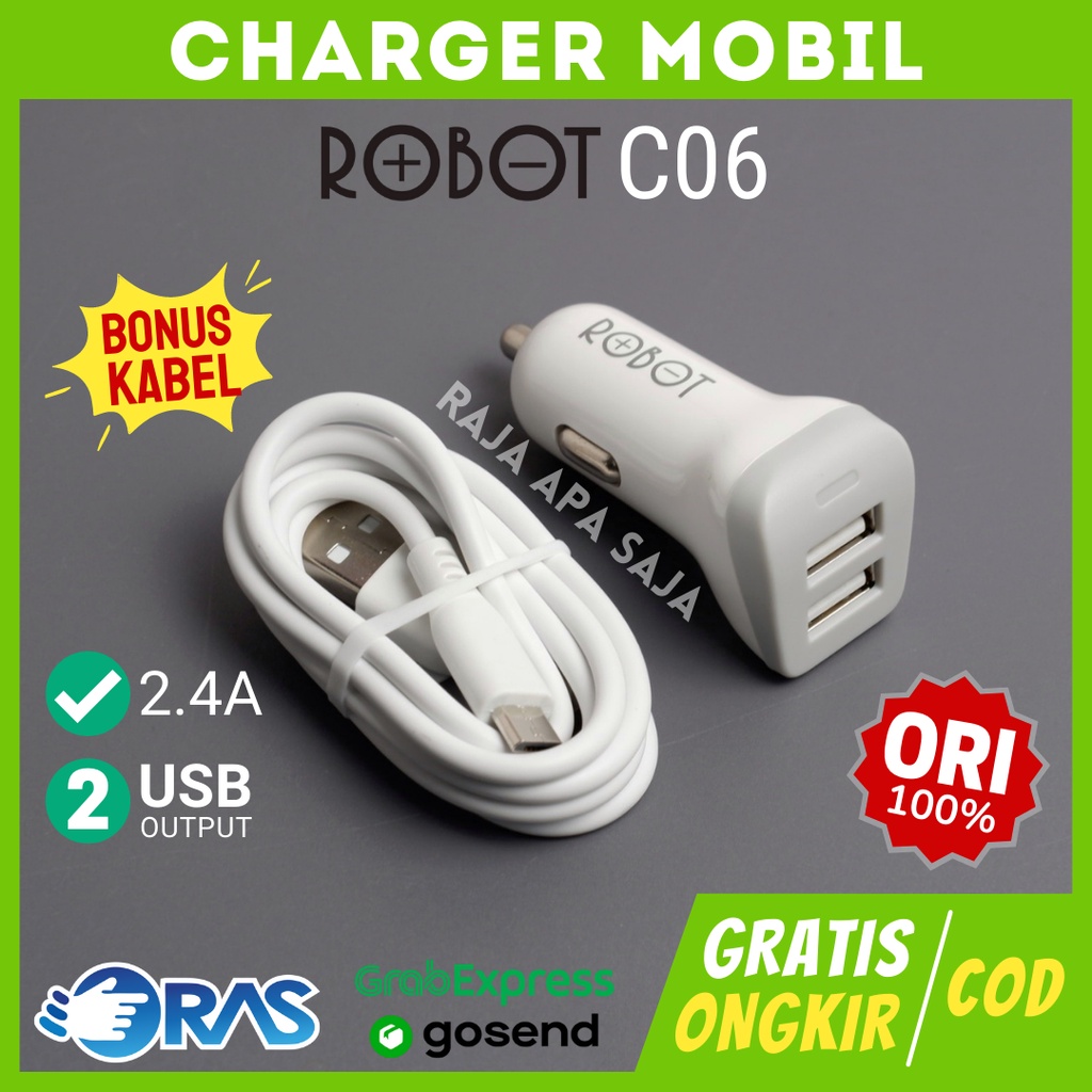 Jual Car Charger Robot RT-C06 Minimo Casan Chasan Mobil 2 Dual Output ...
