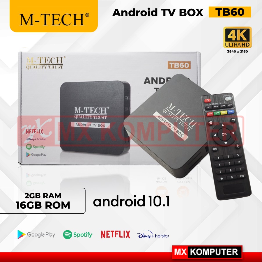 Jual M-Tech Original STB TV Box TB60 Android 10.1 Ultra HD 4K 2GB RAM ...