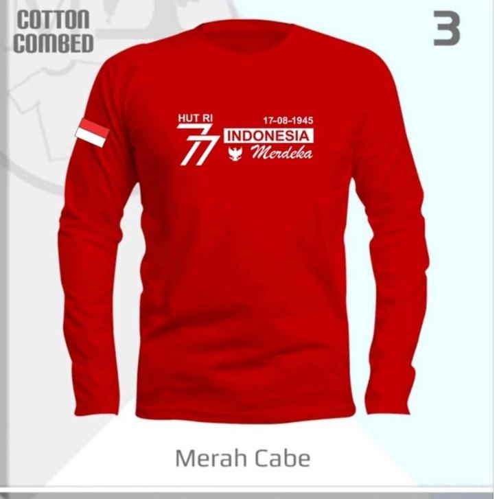 Jual A13R KAOS KEREN - KAOS INDONESIA MERDEKA LENGAN PANJANG/ 391 / KAOS HUT RI 77 / KAOS 17 ...