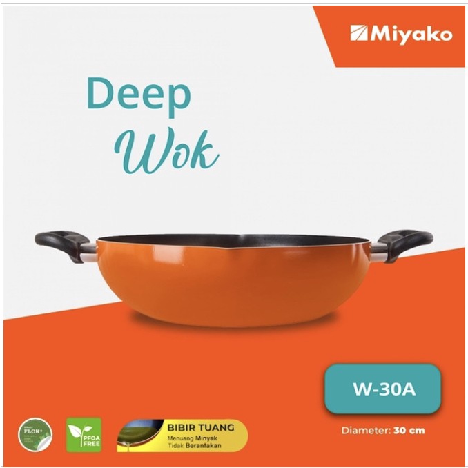 Jual Miyako Micook Deep Wok Pan / Wajan 30cm bibir tuang | Shopee Indonesia