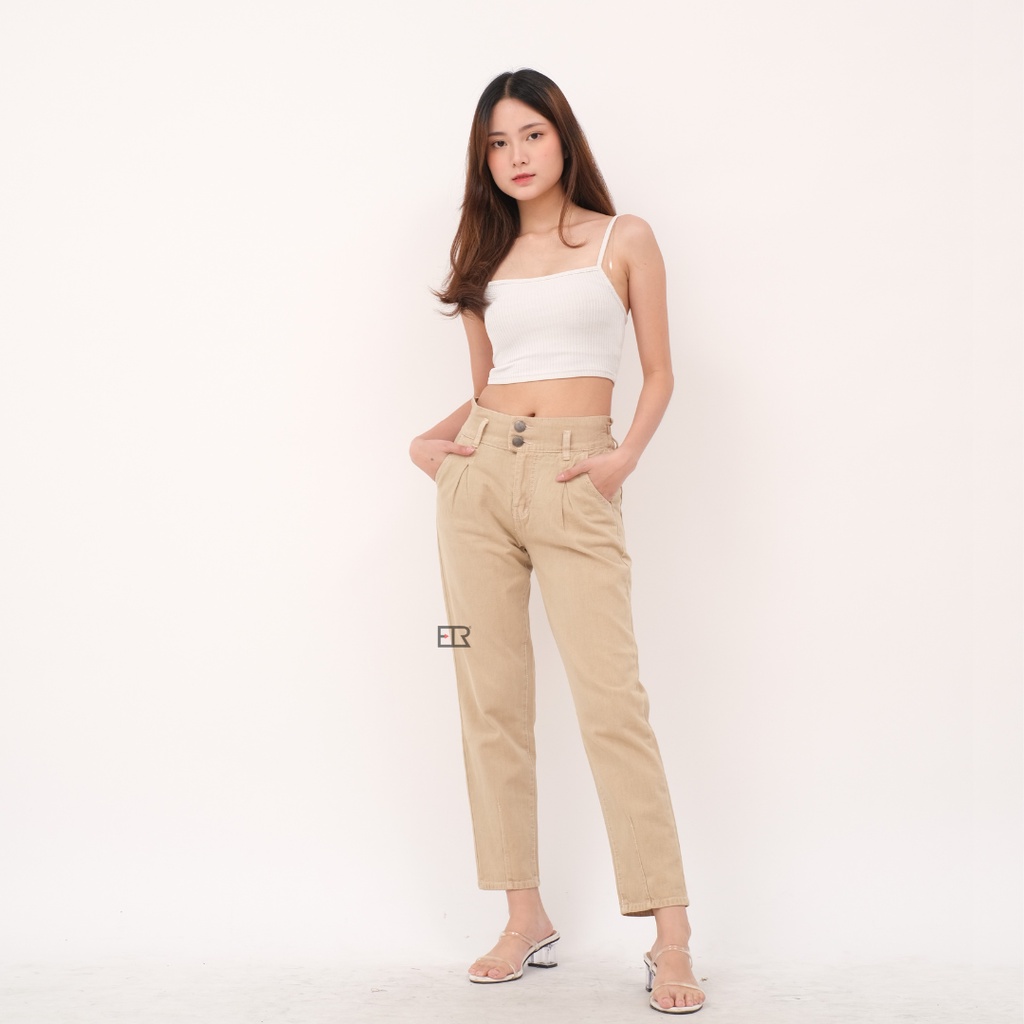 Jual Baggy Jeans Premium Wanita Korea Karet Warna Mocca - Baggy Mocca K2 FTR | Shopee Indonesia