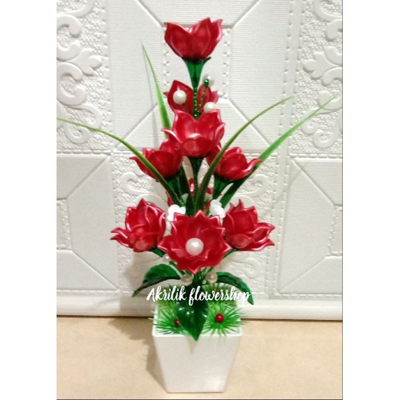 Jual Bunga mawar mutiara akrilik kelopak besar/dekorasi pajangan ...