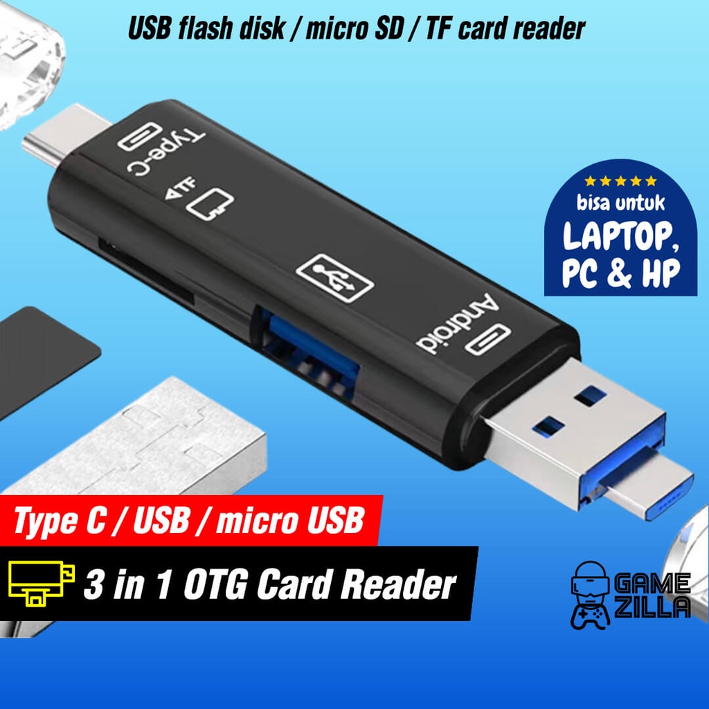 Jual Card Reader USB / Micro SD Card Rider USB / Micro USB / Type C OTG ...