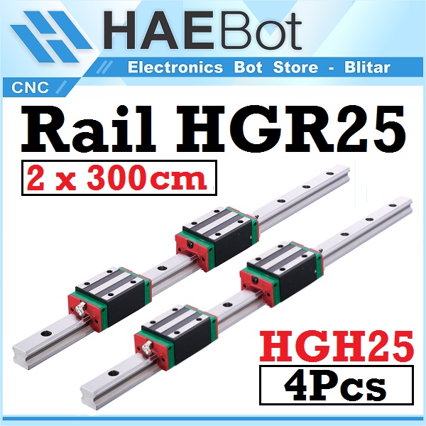 Jual [HAEBOT] Set Rail HGR25 HGR 25 2x300cm Rel Linear Guide Shaft 25mm CNC As Stainless 2 x ...
