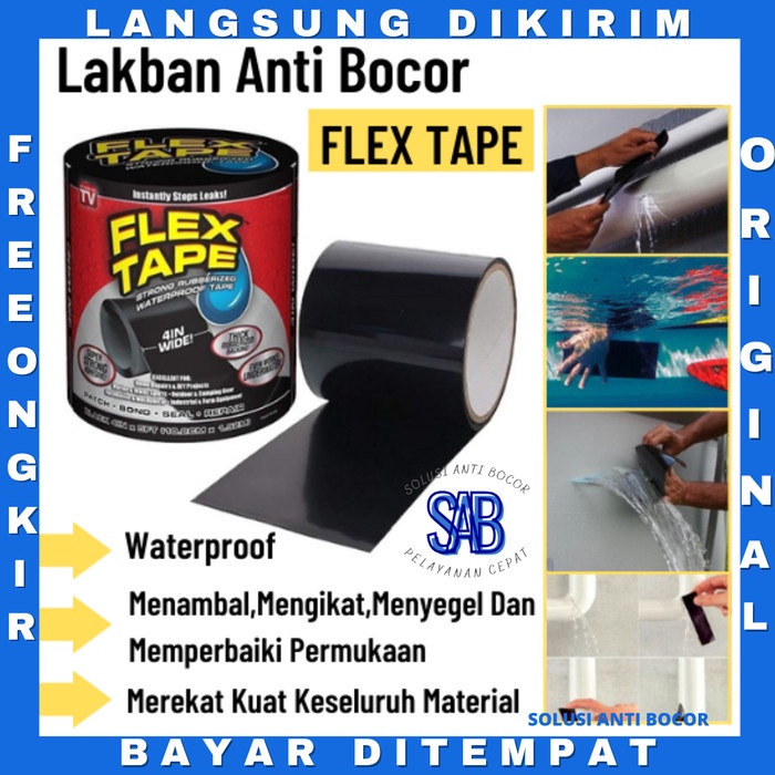 Jual Lem Lakban Anti Bocor Tambal Atap Pipa Waterproof Flex Tape Size 20-30Cm | Shopee Indonesia
