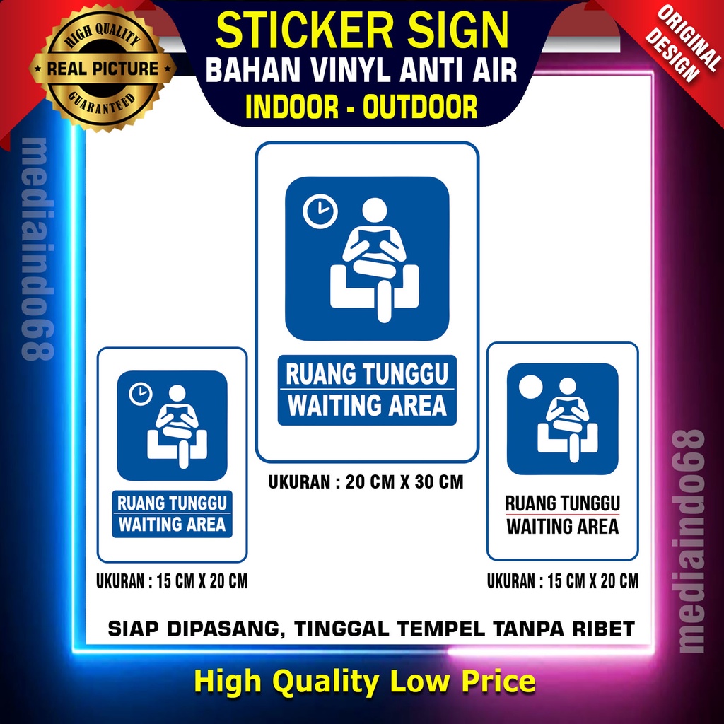 Jual STICKER SIGN-RAMBU BAHAN VINYL ANTI AIR (WAITING ROOM-RUANG TUNGGU ...