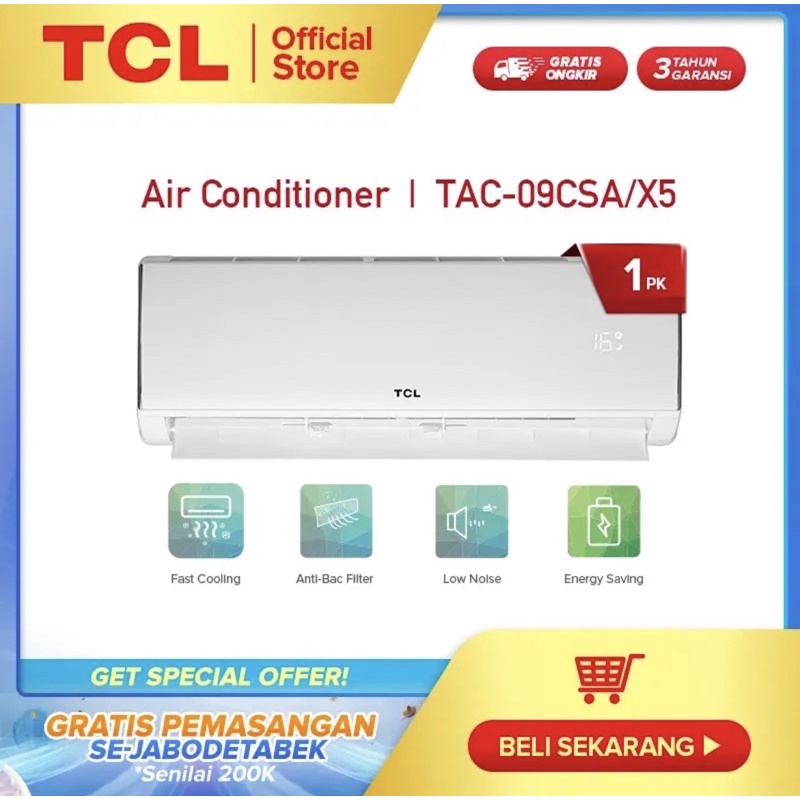 Jual TLC AC 1 PK Standar AC - TAC 09 CSA/X5 (Indoor+Outdoor Only ...
