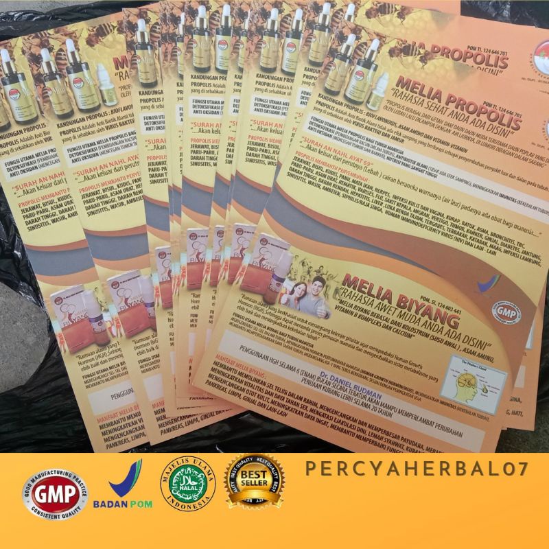 Jual Brosur produk Melia propolis dan Melia biyang isi (10 lembar harga ...