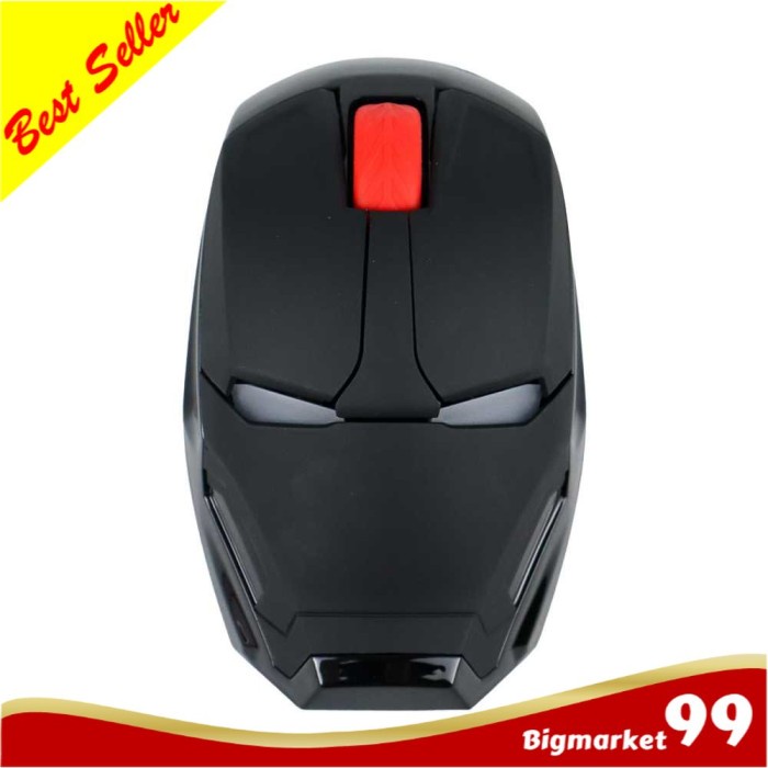 Jual Mouse Wireless Unik Bentuk Iron Man Optical 2.4 Ghz - Hitam ...