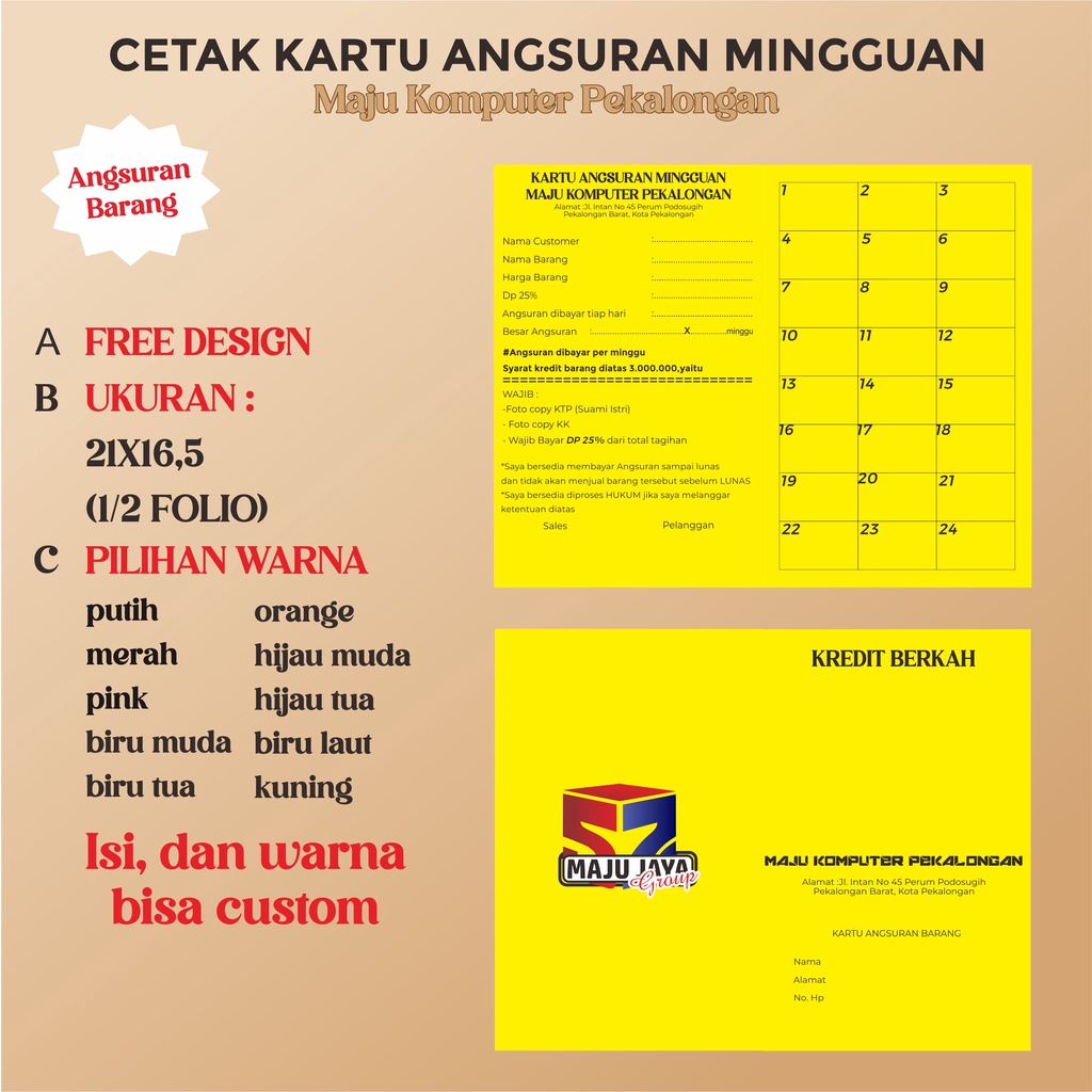 Jual KARTU KREDIT MINGGUAN/KARTU ANGSURAN/KARTU ANGSURAN BARANG/KARTU ...