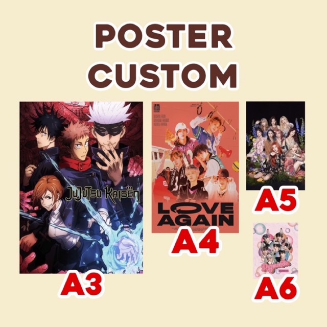 Jual POSTER CUSTOM / CETAK POSTER SIZE/UKURAN A3 A4 A5 A6 | Shopee ...