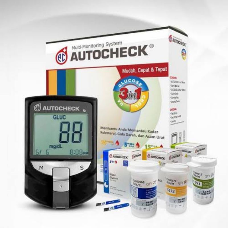 Jual Autocheck Multi Monitoring System 3 in 1 GCU Glucose Cholesterol ...