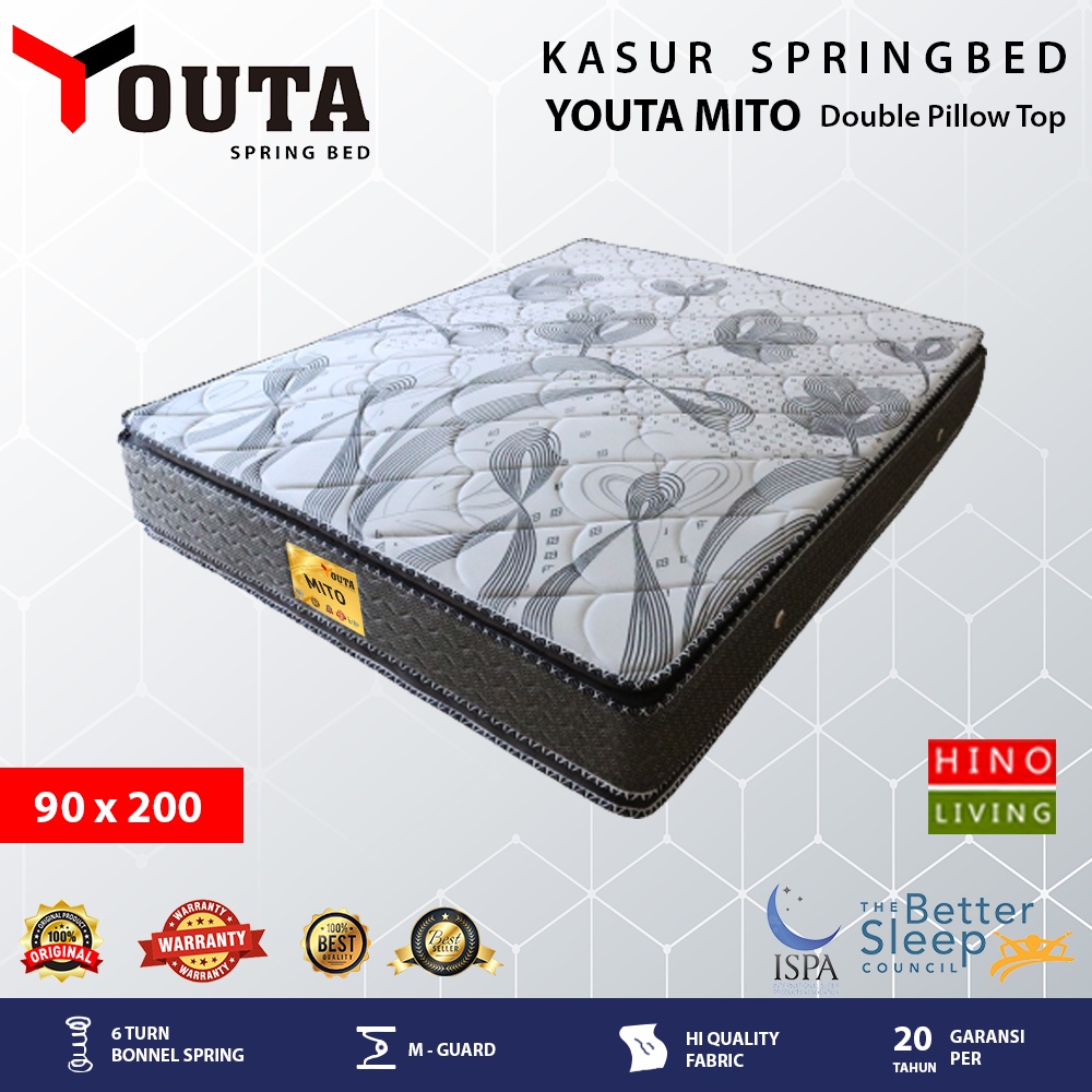 Jual KASUR SPRING BED DOUBLE PILLOW TOP TIPE MITO 90 x 200 | Shopee ...