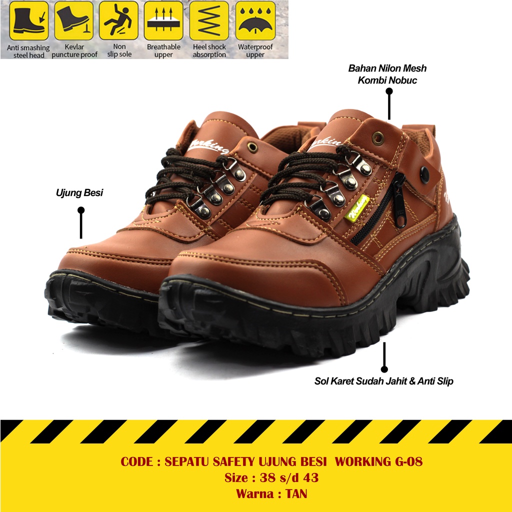 Jual Sepatu Safety Pria Ujung Besi sol Karet Kerja Proyek Septy Working ...