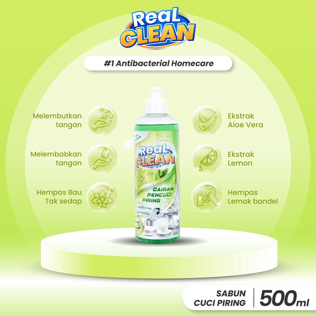 Jual Real Clean Sabun Cuci Piring Extra FRESH LIME & ALOE VERA Botol ...