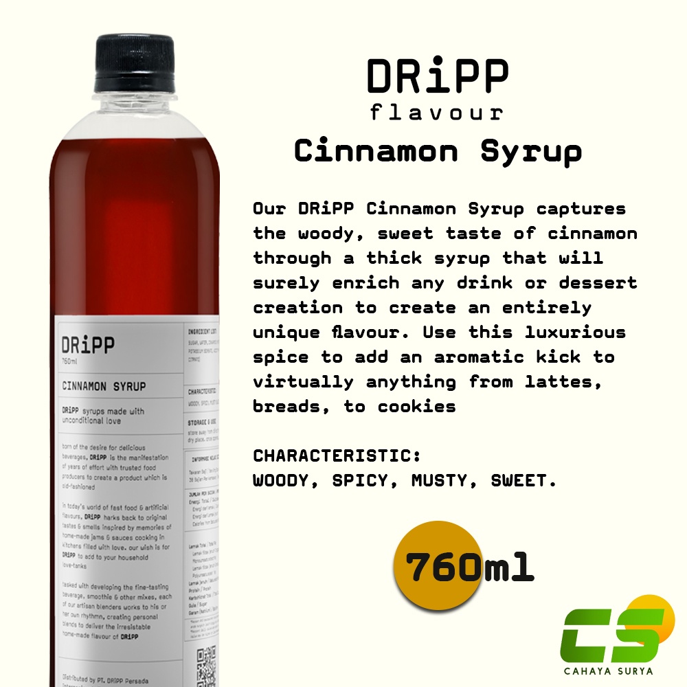 Jual Dripp Sirup / Syrup - Cinnamon Syrup 760 ml (Sirup) | Shopee Indonesia