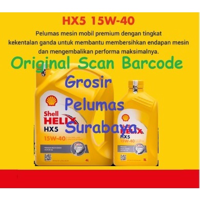 Jual Oli Mesin bensin Original Barcode scan Shell helix hx5 15w-40 15w ...