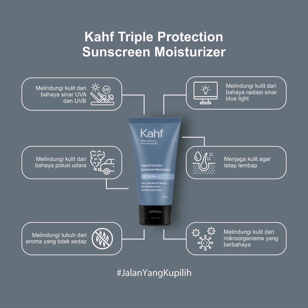 Jual Kahf Triple Protection Sunscreen Moisturizer SPF 30 PA+++ 30 ml ...