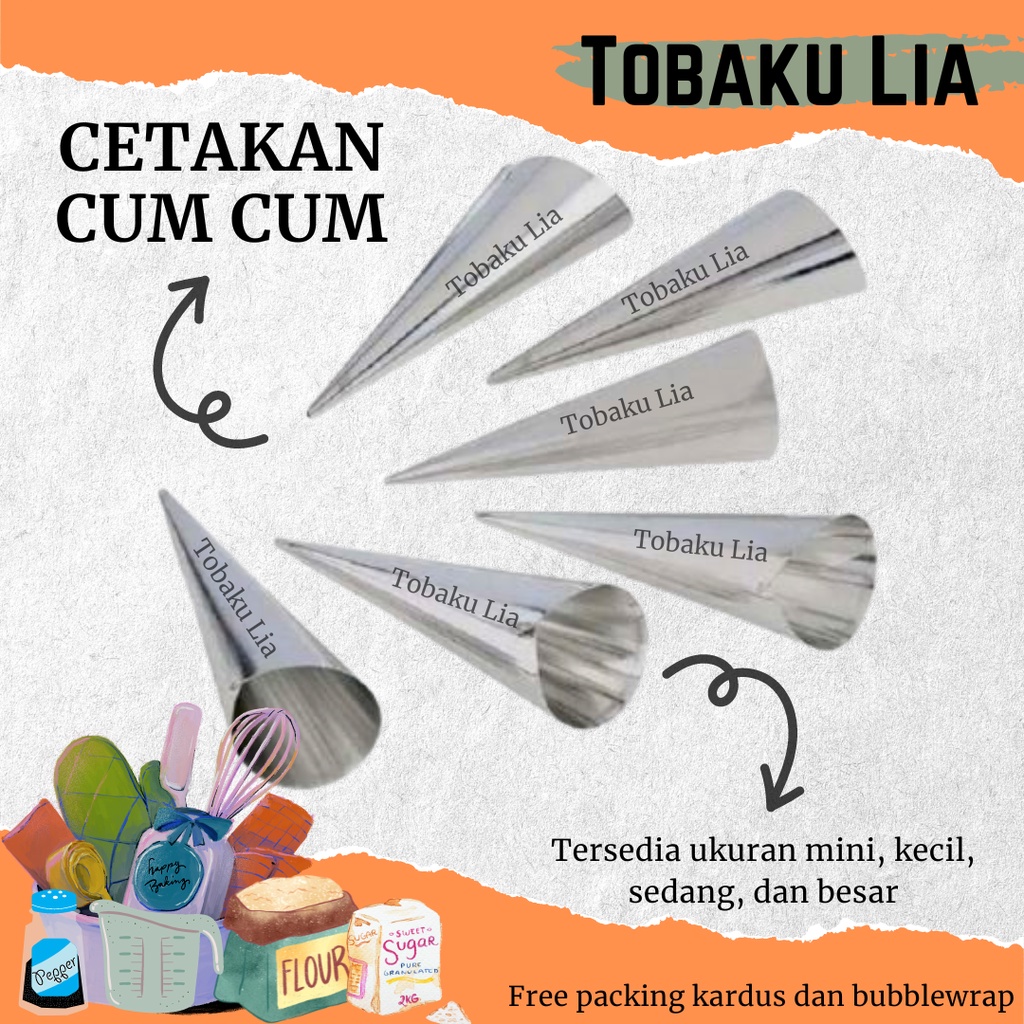 Jual CETAKAN CUMCUM ALUMUNIUM KERUCUT CORNETO KUE RHUM HORN ROTI KEONG ...
