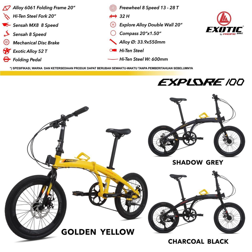 Jual SEPEDA LIPAT 20" EXOTIC EXPLORE 100 | Shopee Indonesia