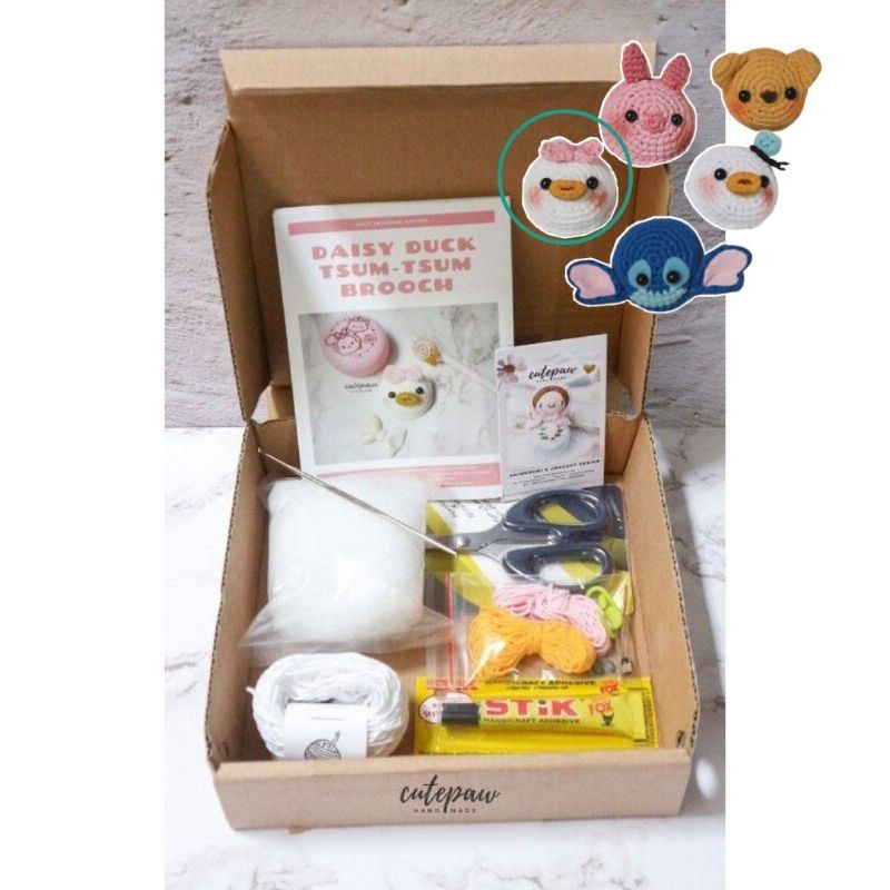 Jual PAKET DIY RAJUT PEMULA Daisy Tsum Tsum Brooch (crochet kit ...