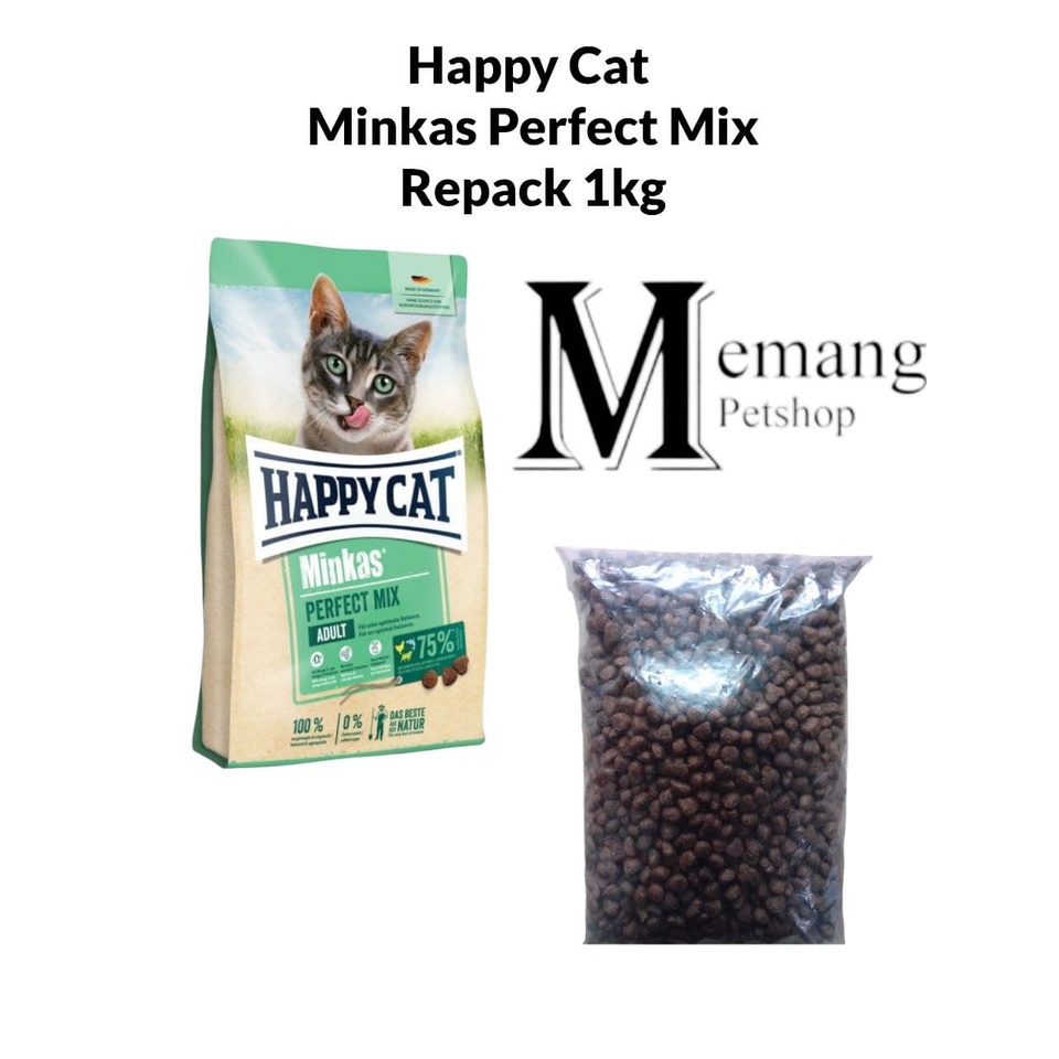 Jual Happy Cat 1Kg Repack Minkas Perfect Mix - Makanan Kucing Cat Food ...
