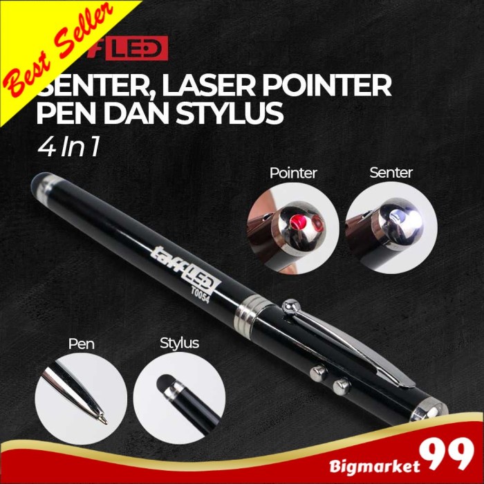 Jual Laser Pointer 4 in 1 Senter Pen dan Stylus Multifungsi - Hitam ...
