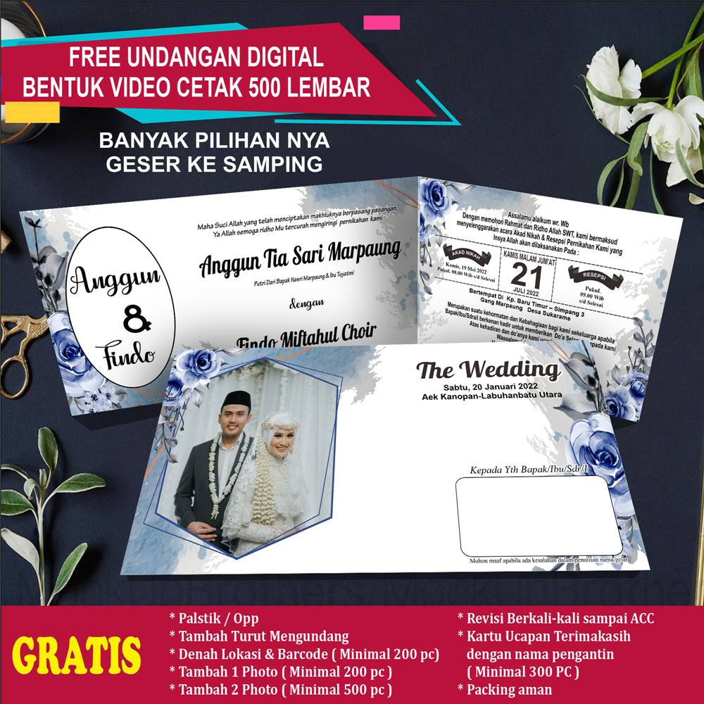 Jual Kartu Undangan Pernikahan Bisa Resepsi dan Ngunduh Undangan Pakai ...