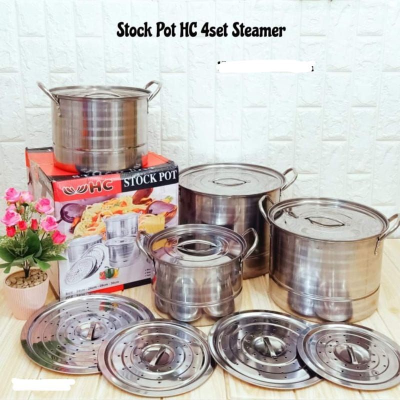 Jual COD 3 KG STOCK POT HC BMW STEAMER 4 PCS PANCI STAINLESS STEEL ...