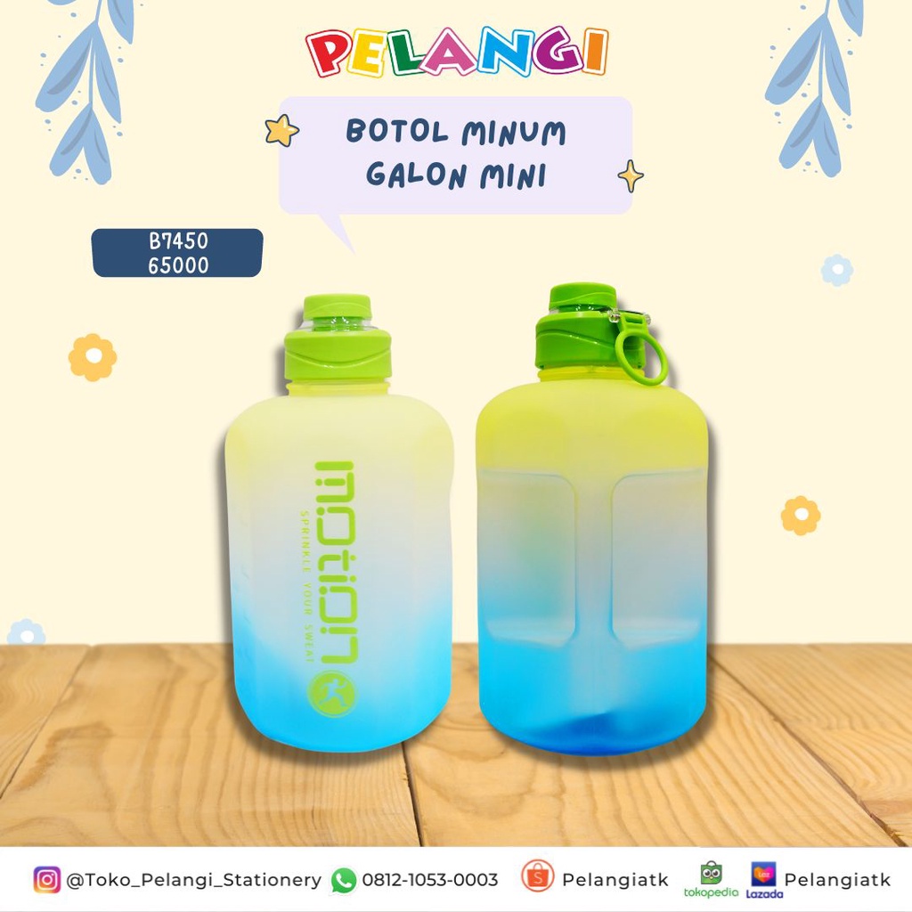 Jual PELANGI | Botol Minum Mini Galon Heenoor Warna Gradasi Kapasitas 2 ...