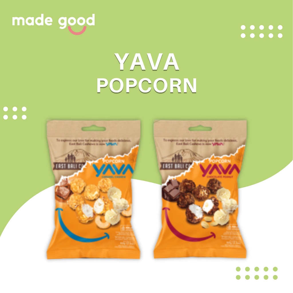 Jual YAVA Popcorn Caramel Cashews Chocolate Peanut Snack Sehat 60gr | Shopee Indonesia