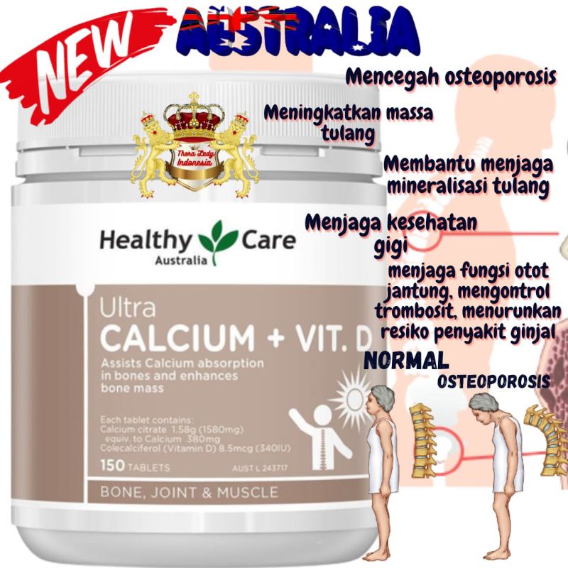 Jual healthy care ultra calcium + vitamin d 150 tablets | Shopee Indonesia