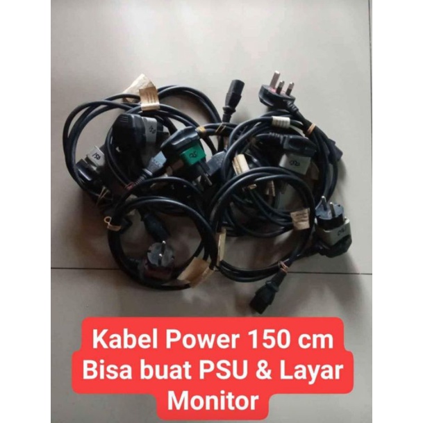 Jual KABEL POWER 3 PIN CPU & LAYAR MONITOR 150 CM (BEKAS ORIGINAL ...