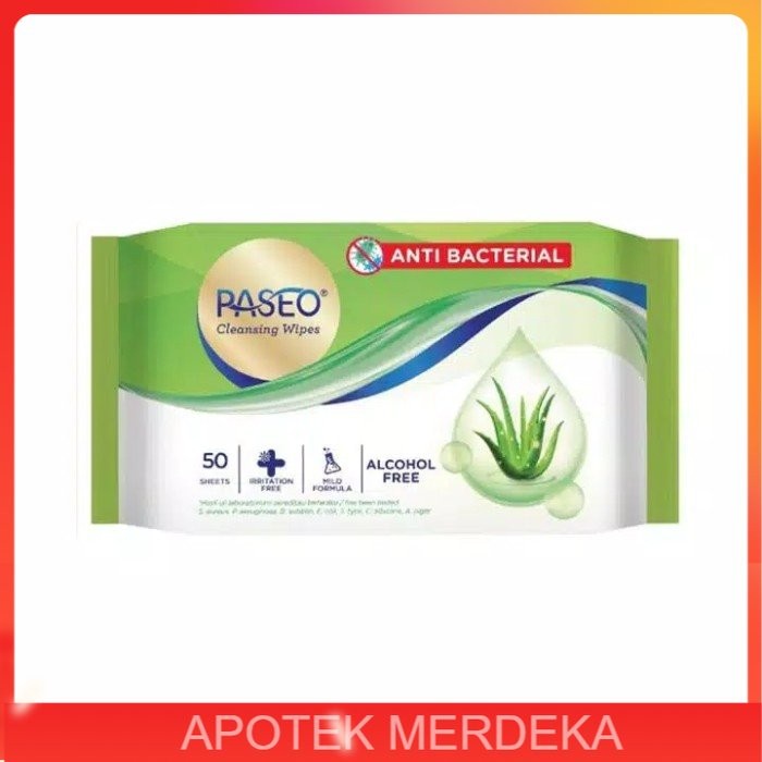 Jual Tissue Basah Paseo Cleansing Wipes Anti Bacterial 50 Sheets Tisu ...