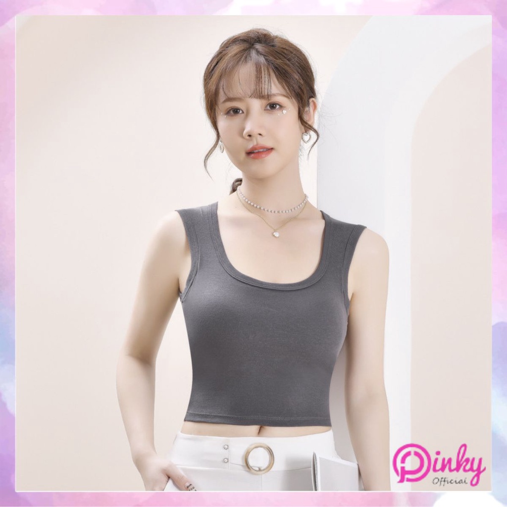 Jual Pinky Laura Crop Tanktop With Cup Bra 1121 | Shopee Indonesia