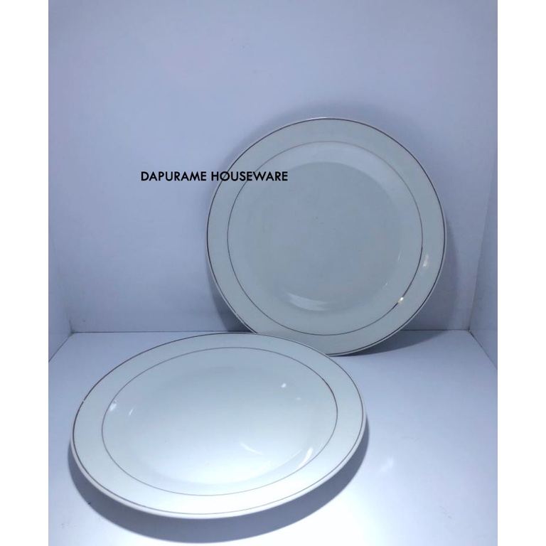 Jual PIRING KERAMIK PUTIH GARIS 9INCH / PRG CPR 9" 2LES/DP829 MORITO ...