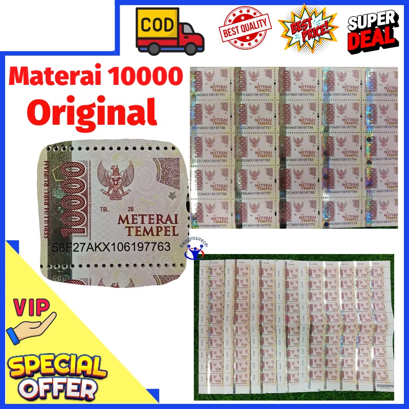 Jual materai 10 000 Materai 10000 Asli Meterai 10000 Asli materai 10 ribu materai 10rb asli pos ...