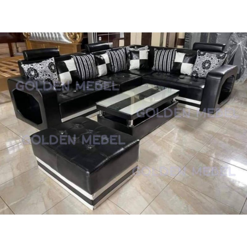 Jual Golden Mebel - Sofa Minimalis Sudut jumbo + Meja | Shopee Indonesia